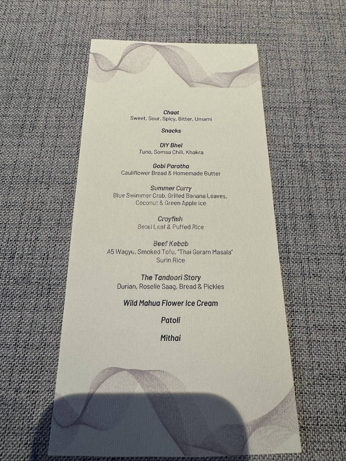 Menu at Gaa restaurant, Bangkok, 46 Sukhumvit 53 Alley