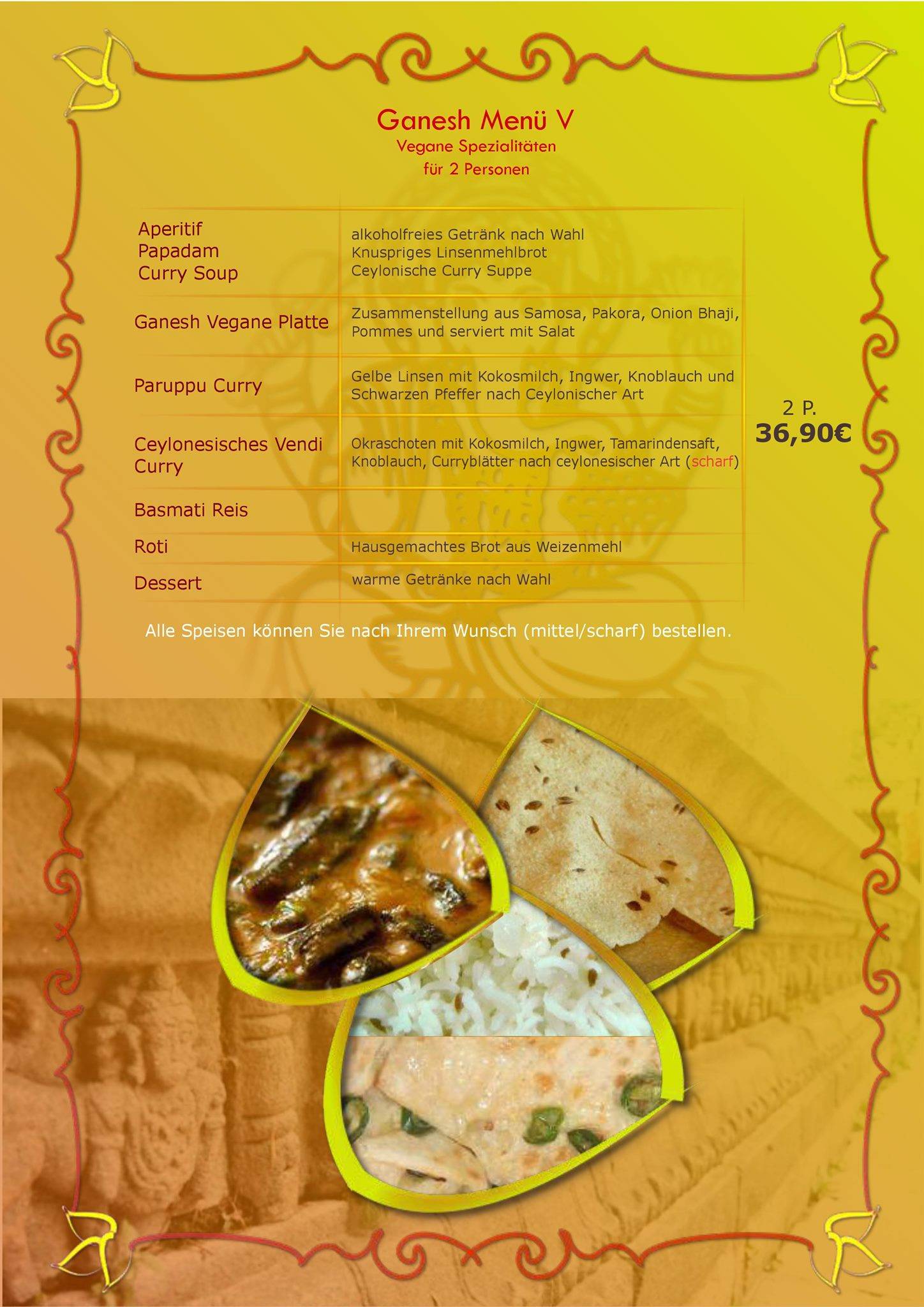 Menu at Ganesh restaurant, Mandrem