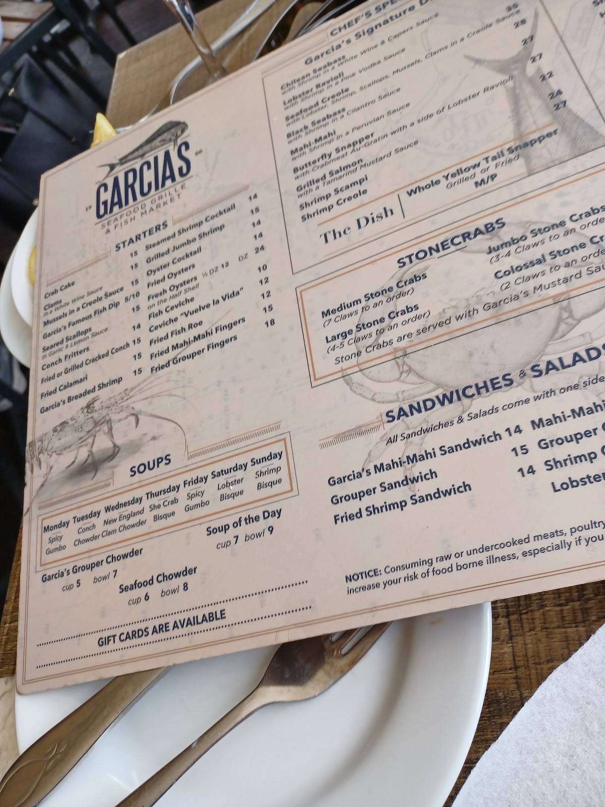 Menu at Garcia's Seafood Grille & Fish Market restaurant, Miami