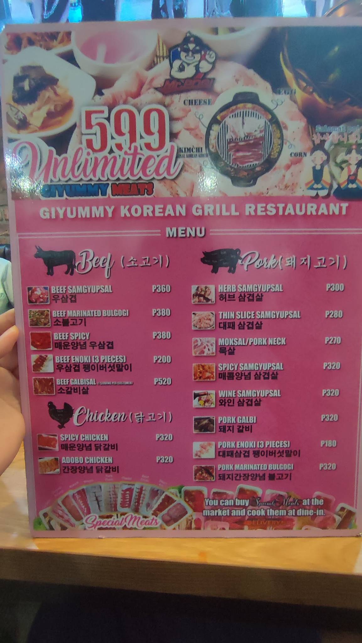 Menu at Giyummy Restaurant Mr. Pogi, Quezon City