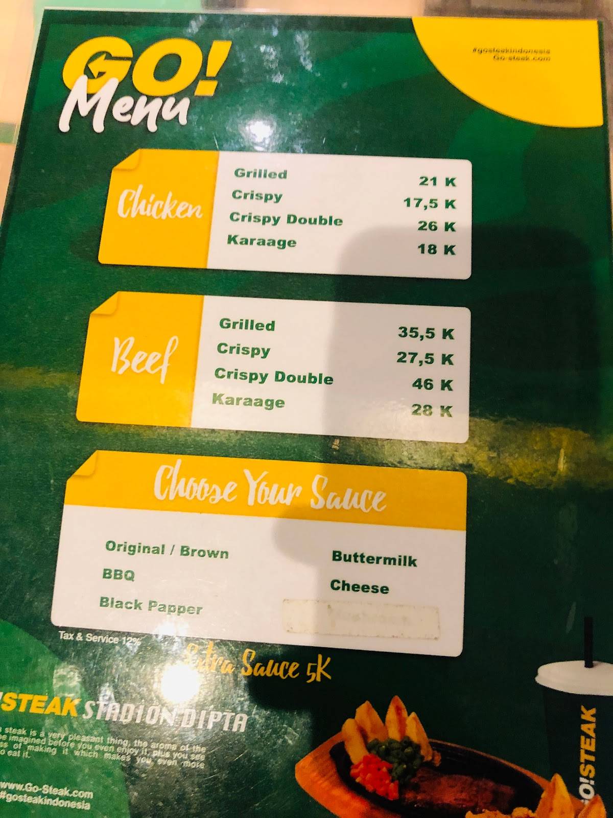 Menu at Go!Steak Stadion Dipta restaurant, Indonesia