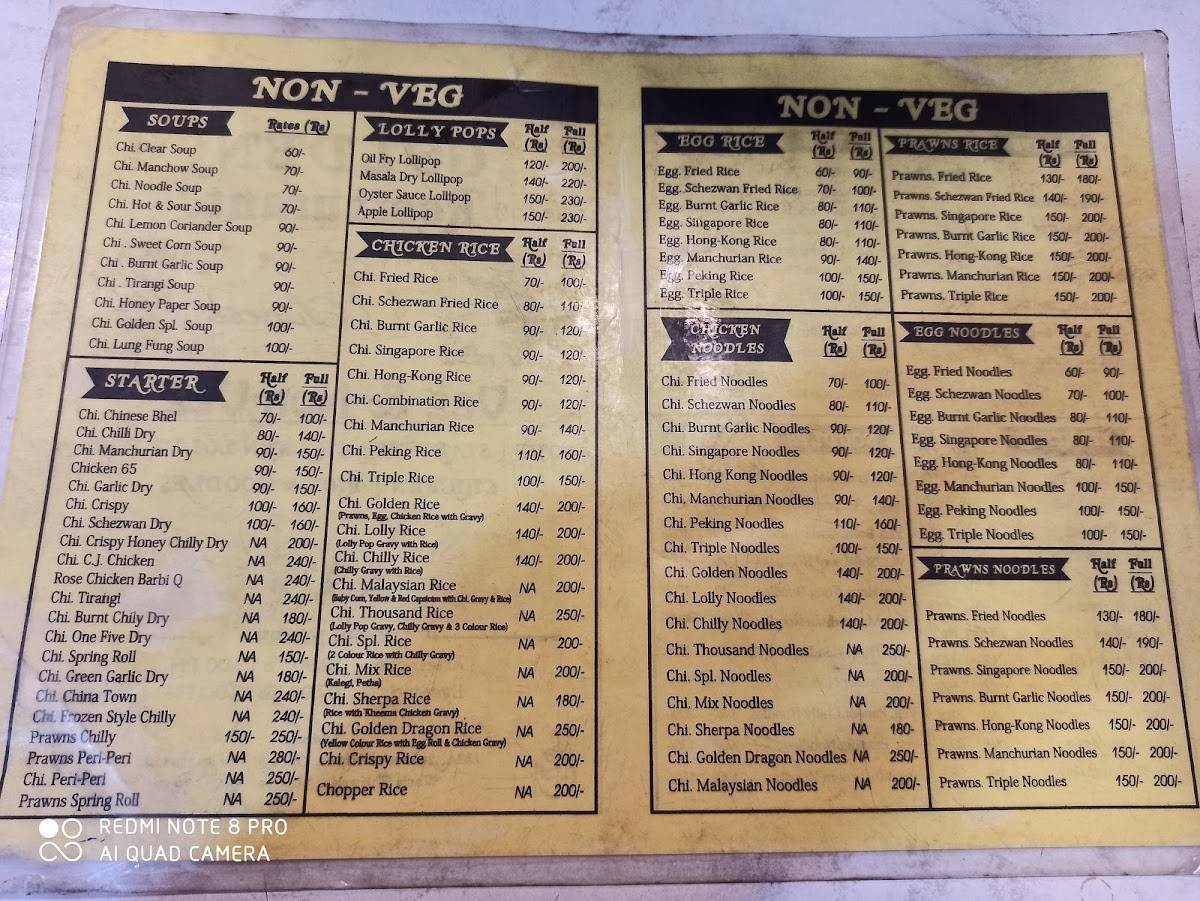 Menu at Golden Restaurant, Mumbai, 123A