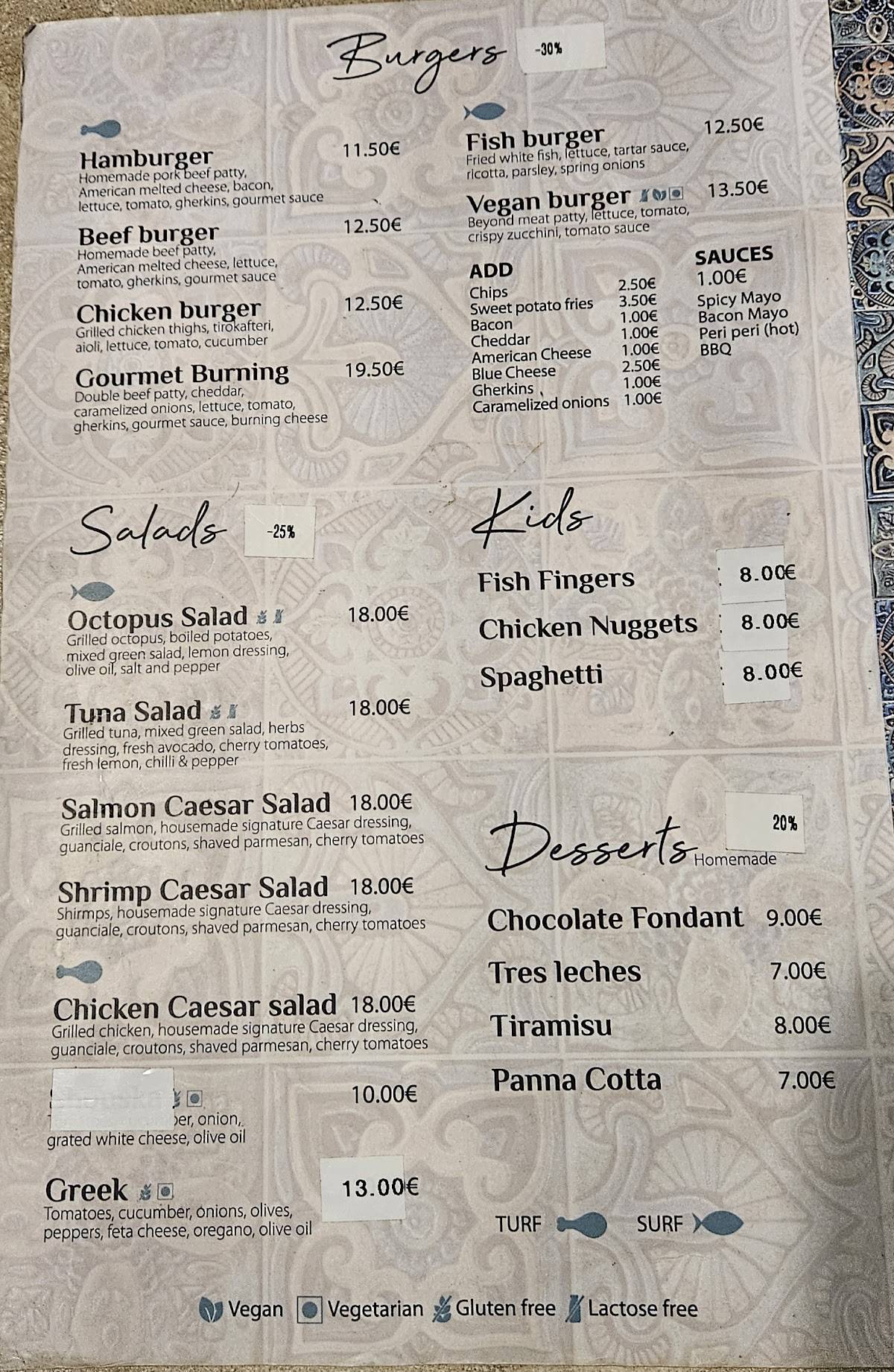 Menu at Gourmet Fish & Grill restaurant, Gzira