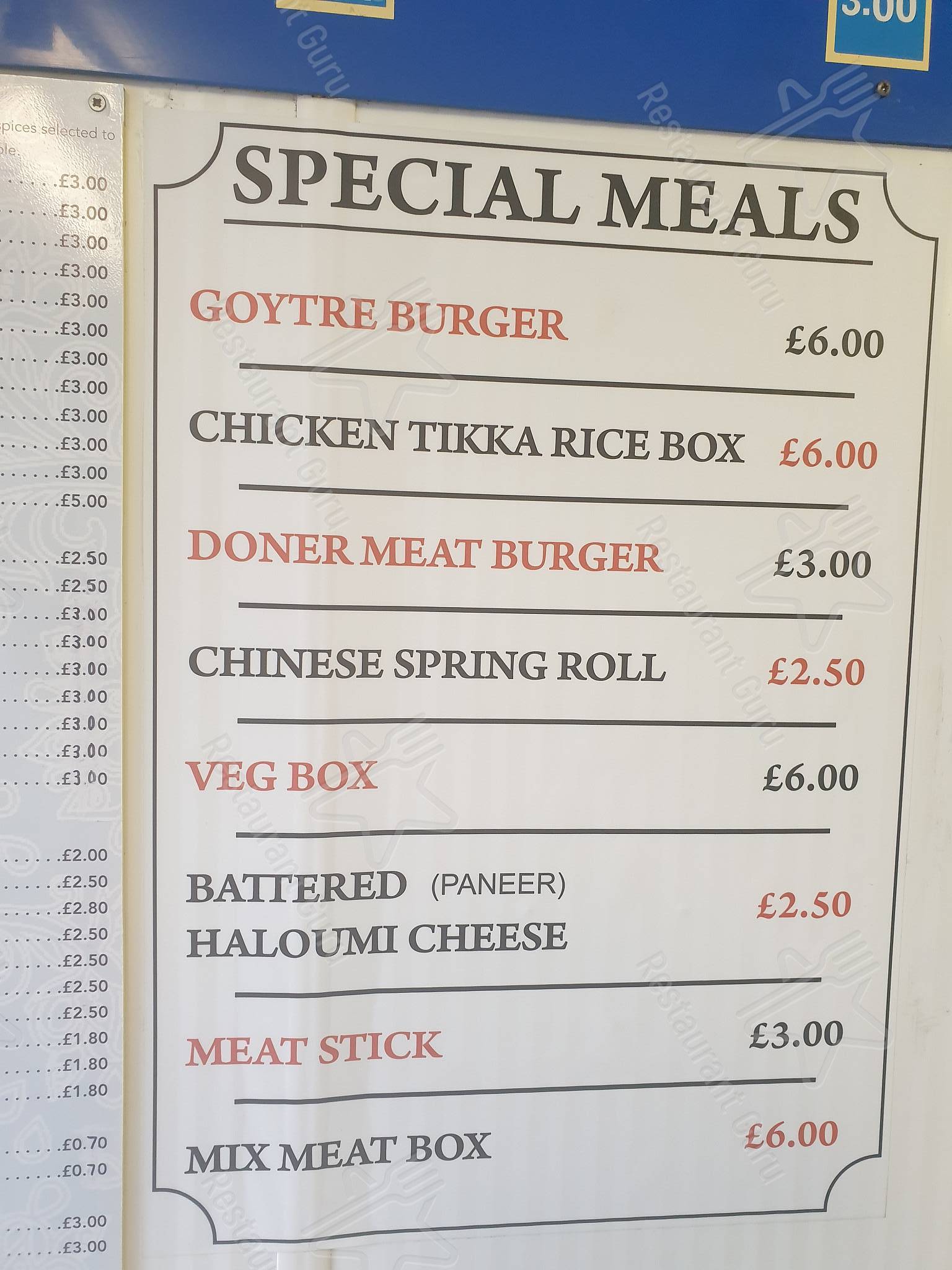 Menu at Goytre chippy & indian restaurant, Pontypool