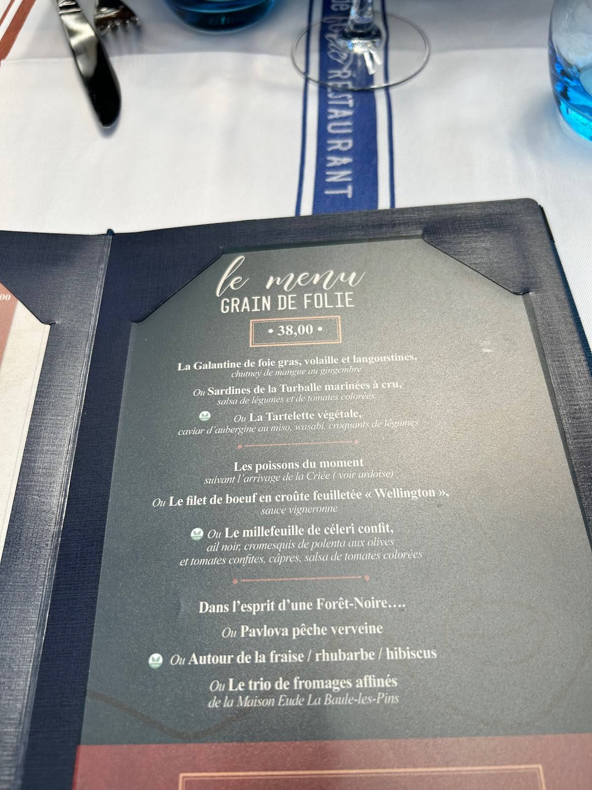 Menu au Restaurant Grain de folie, Pornichet