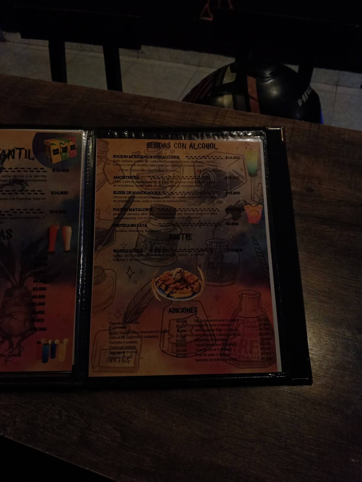 Carta del restaurante HOGWARTS BURGER, Bogotá
