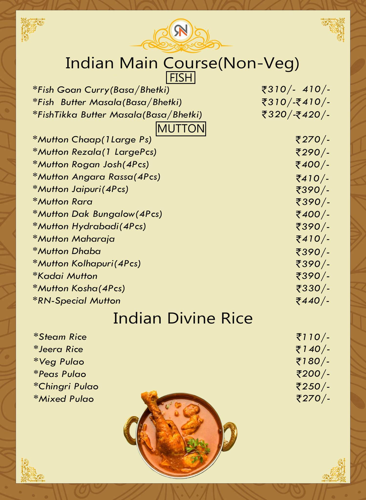 Menu at HOTEL RAJNANDINI, Habra