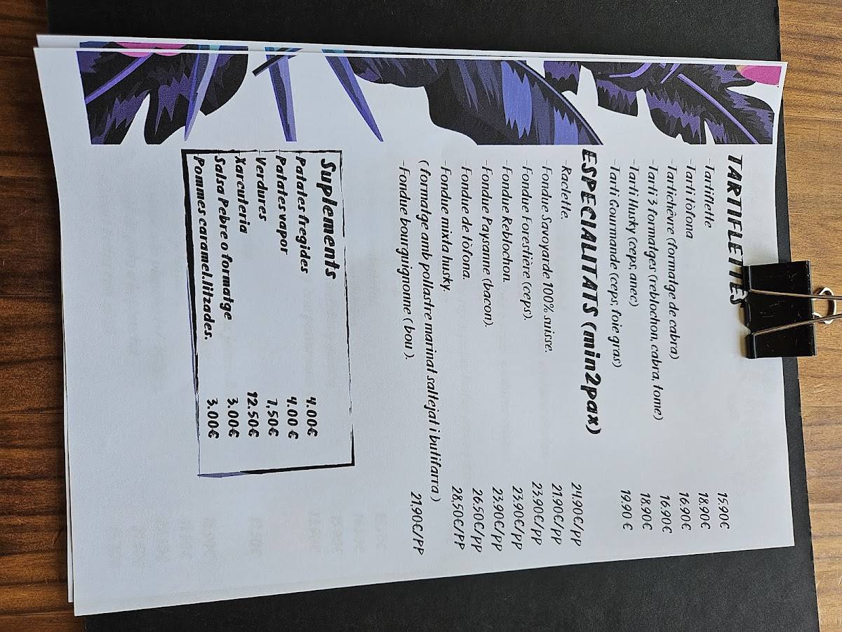 Speisekarte von Restaurant HUSKY, Pas de la Casa