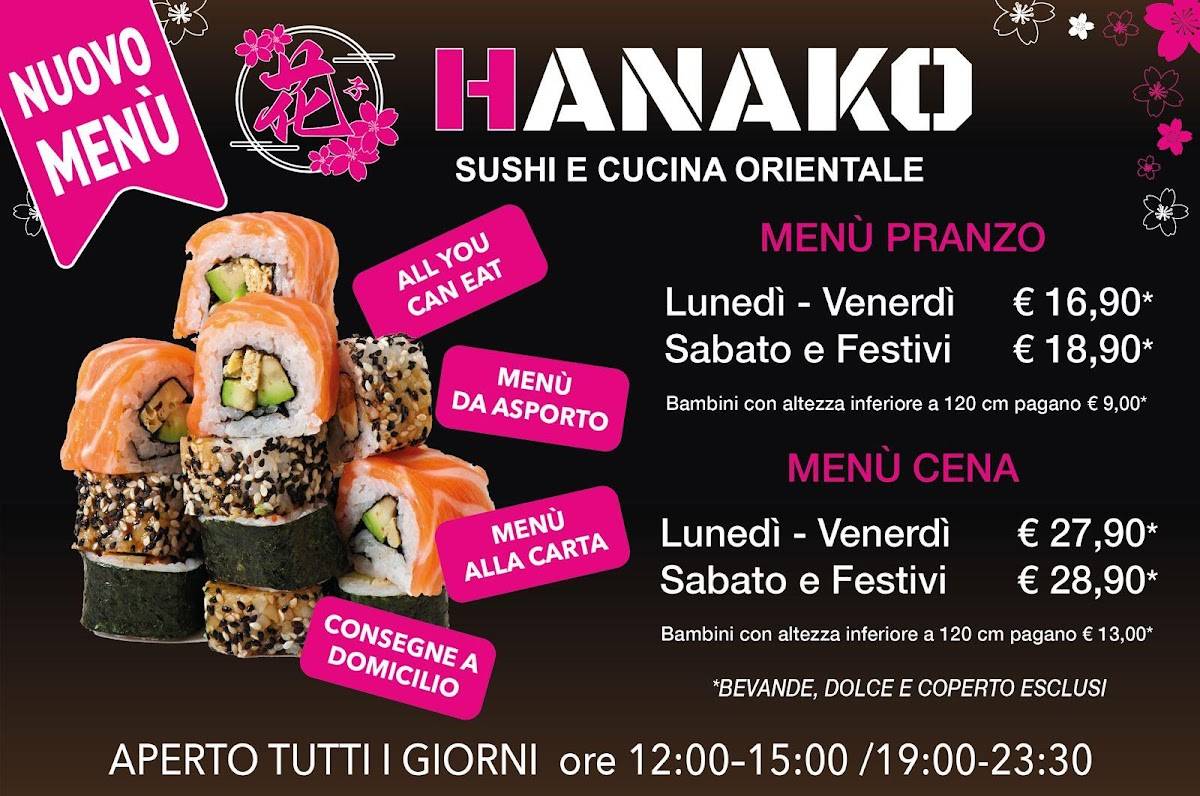 Menu da Hanako sushi restaurant, Padova
