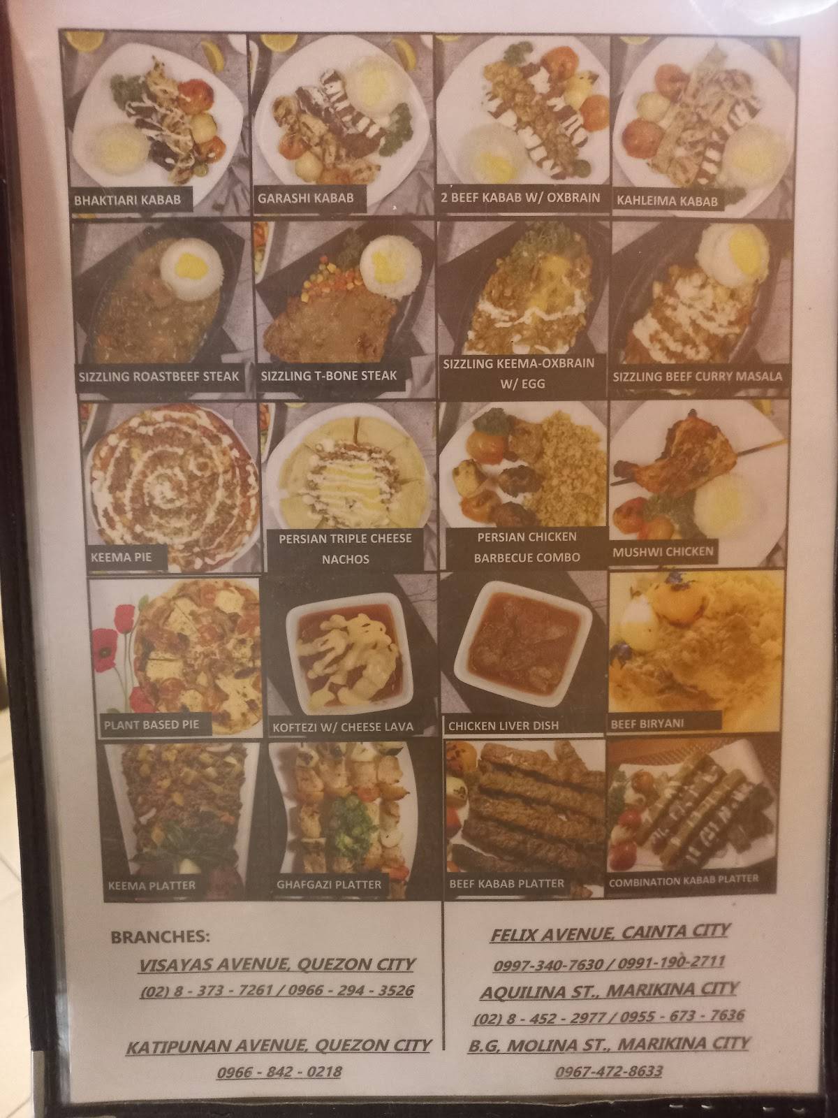 Menu at Hassan Kabab and Steaks restaurant, Quezon City, 9 Visayas Ave