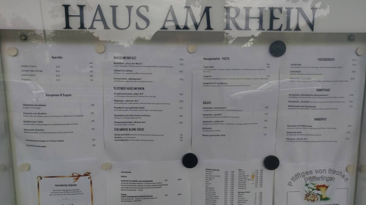 Speisekarte von Restaurant Haus am Rhein, Düsseldorf