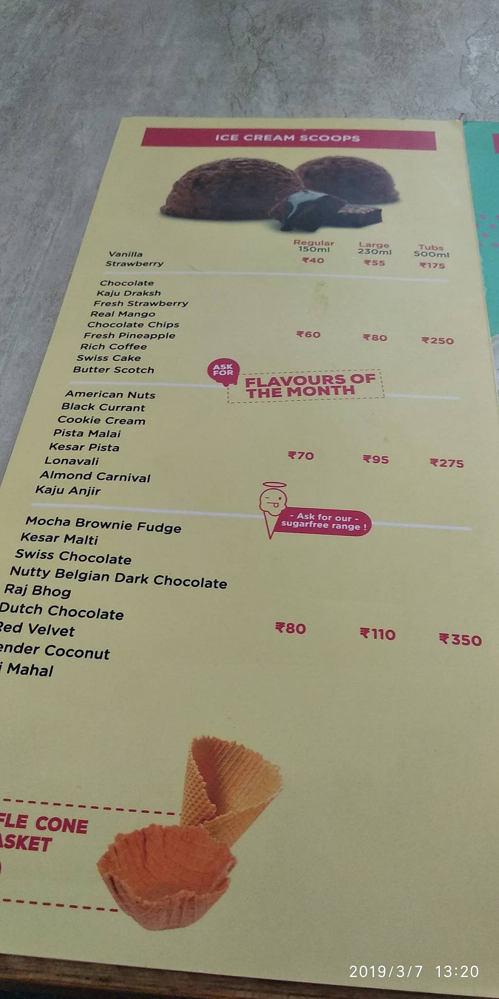 Menu at Havmor Havfunn Ice-cream Parlour, Hyderabad