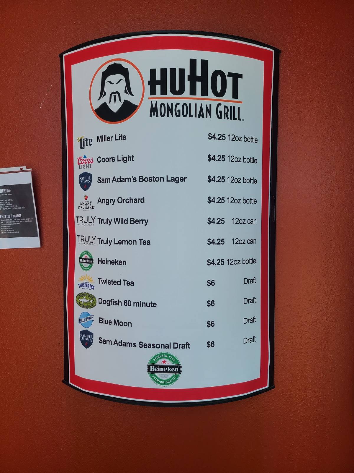 Menu at HuHot Mongolian Grill restaurant, Grand Forks