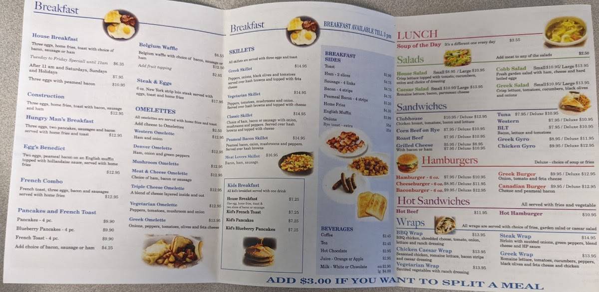 Menu at Hungry Man restaurant, Chatham-Kent