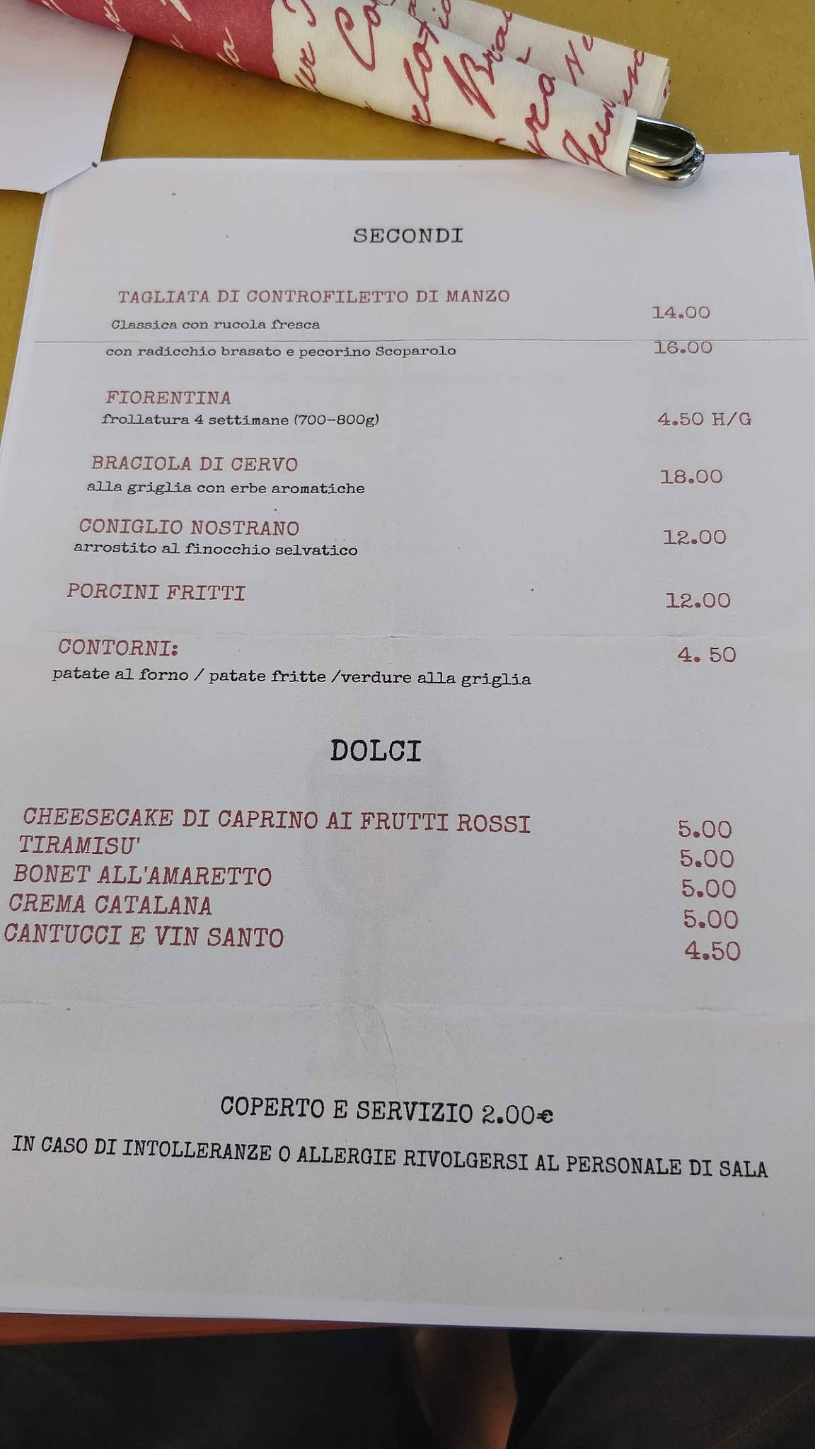 Menu da Il Palazzo di Ridracoli ristorante, Ridracoli