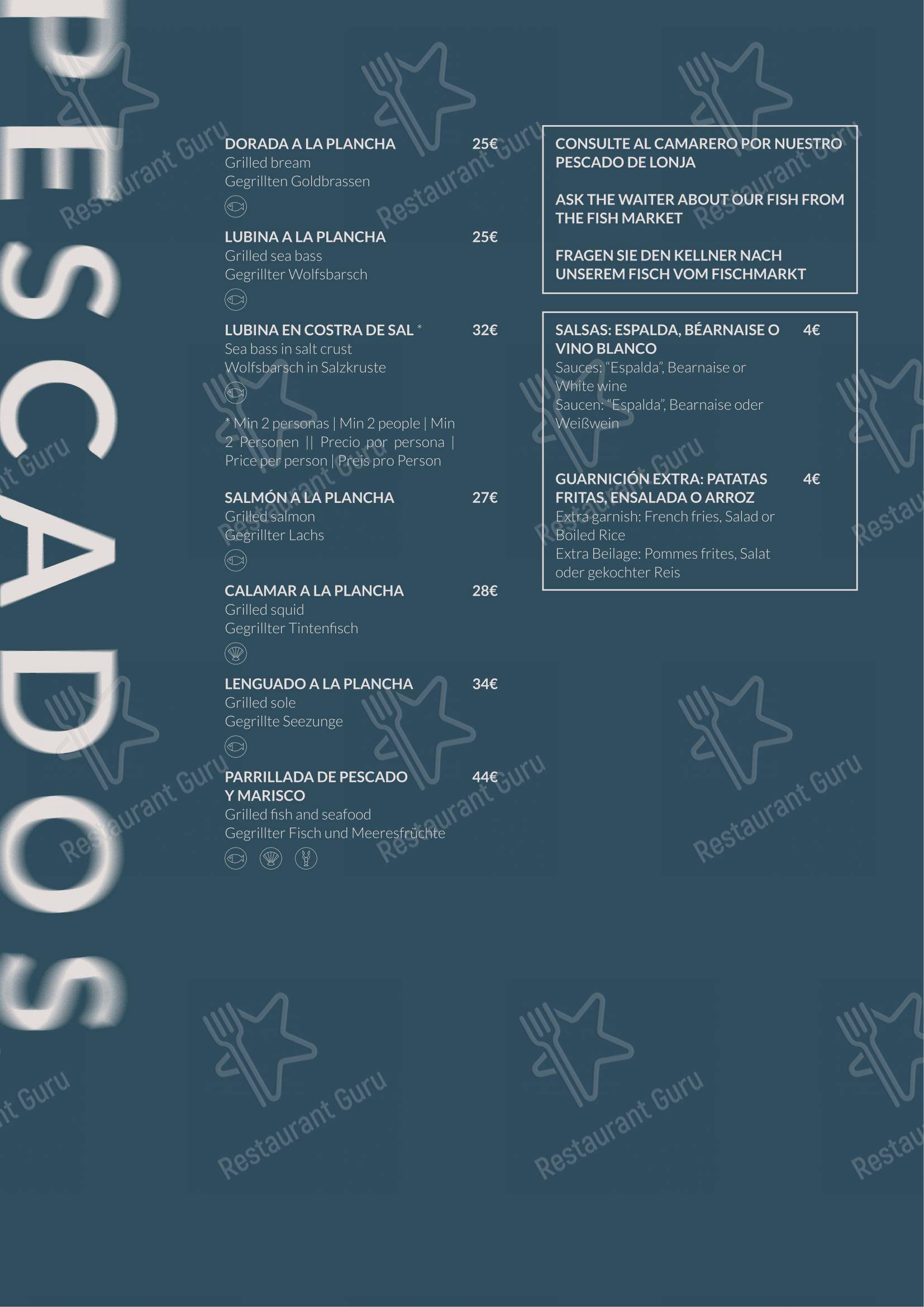 Menu at Restaurant Illeta, Es Camp de Mar