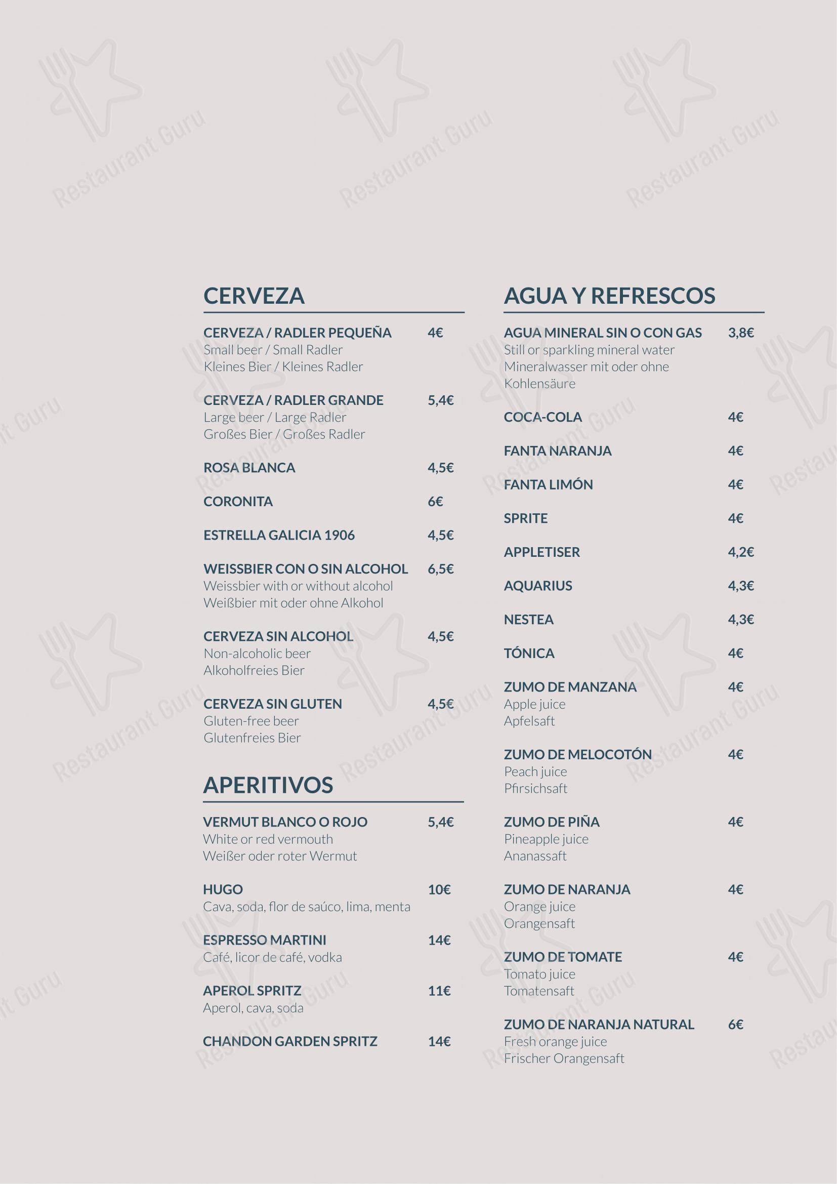 Menu at Restaurant Illeta, Es Camp de Mar
