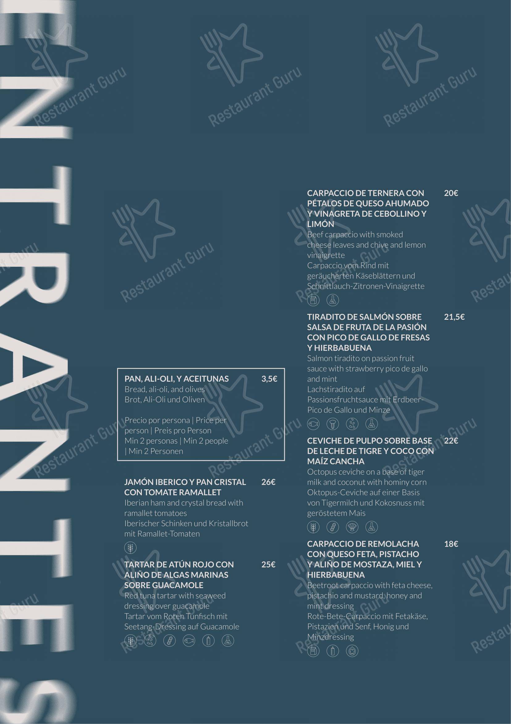 Menu at Restaurant Illeta, Es Camp de Mar
