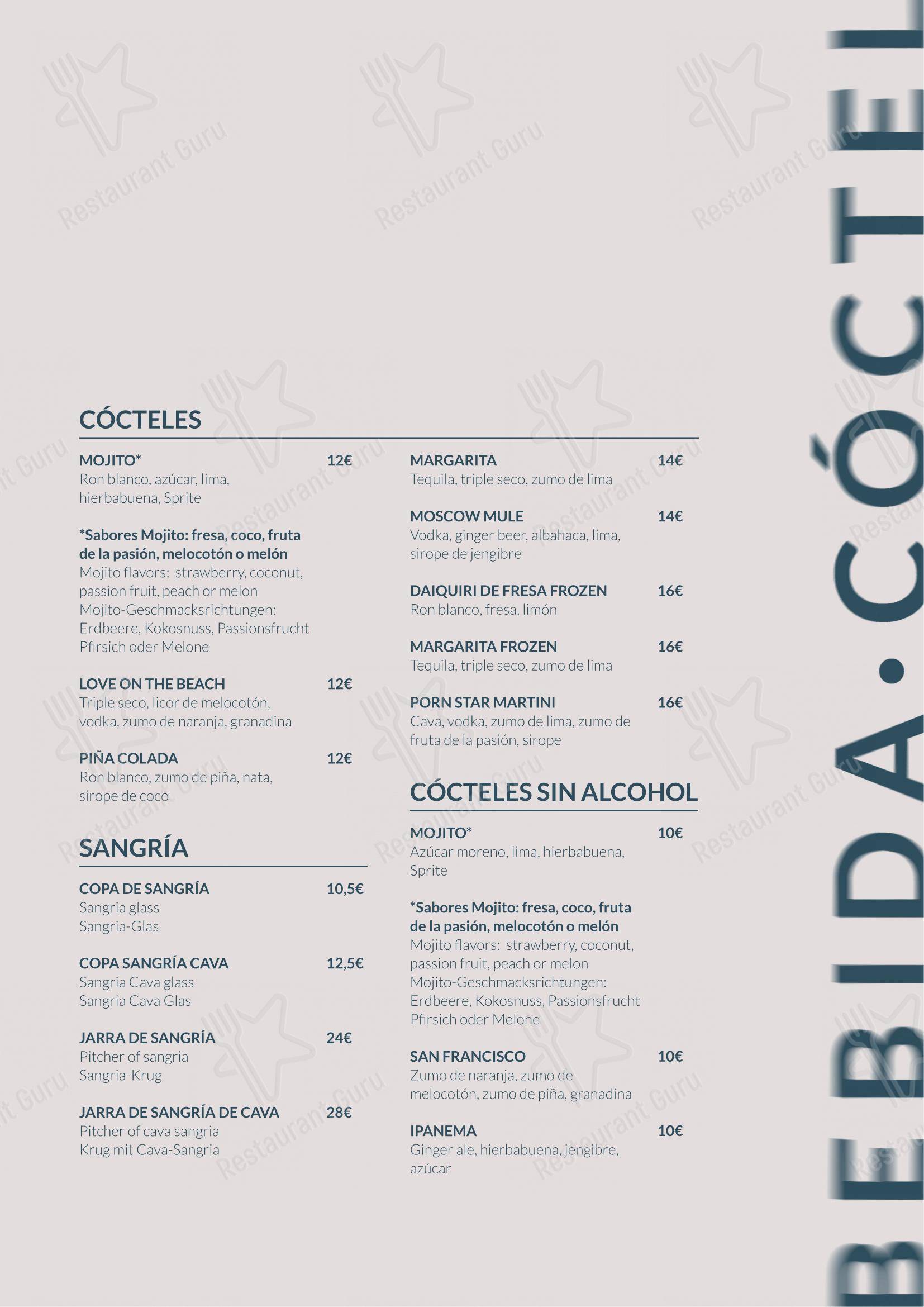 Menu at Restaurant Illeta, Es Camp de Mar