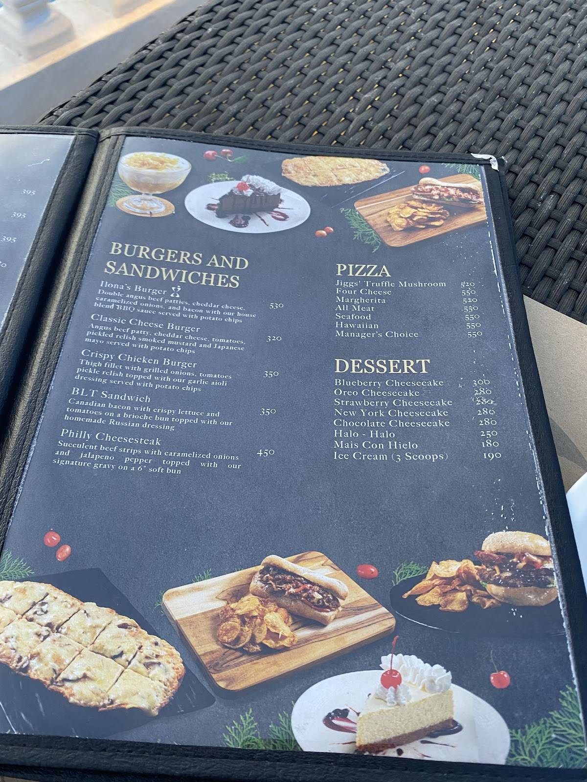 Menu at Ilona's Place restaurant, Antipolo