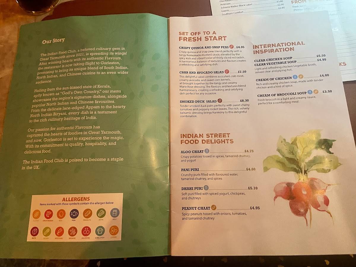 Menu at Indian Food Club (IFC), Great Yarmouth