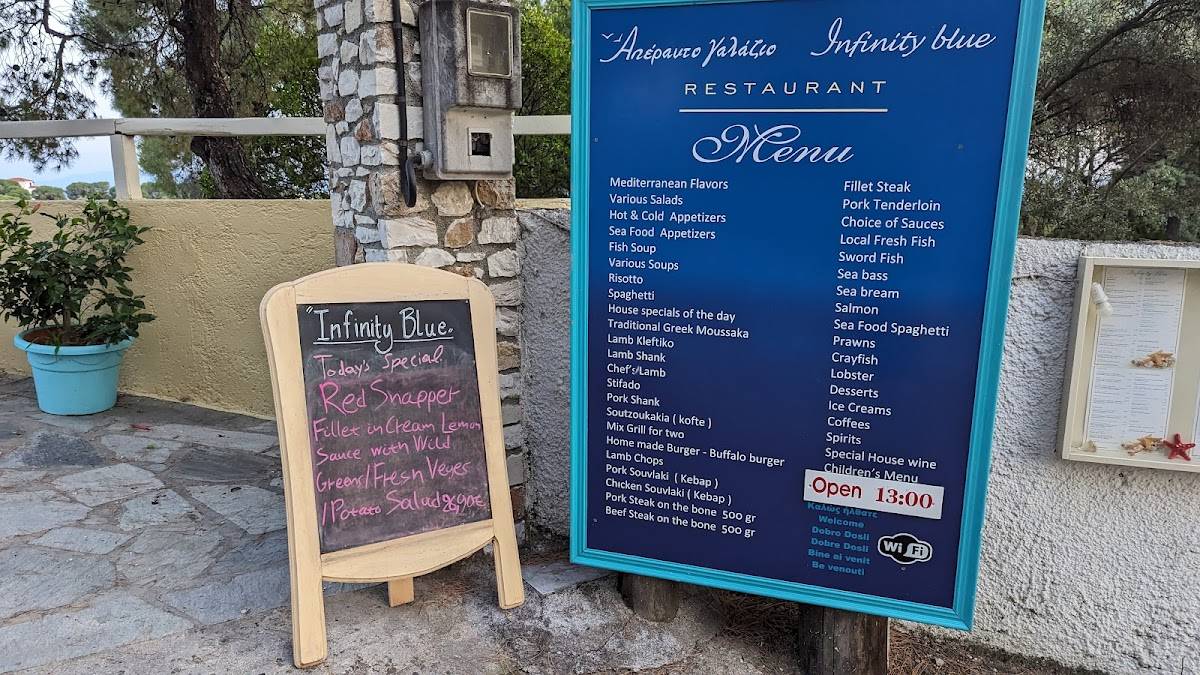 Menu at Infinity Blue Restaurant, Kolios