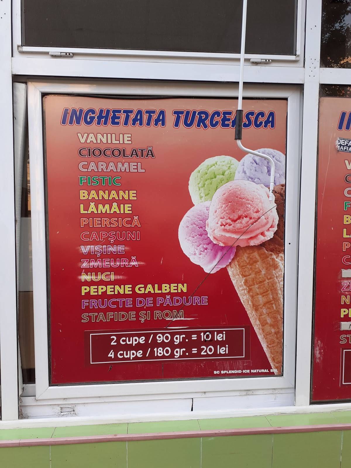 Menu at Înghețată Turcească, Mangalia