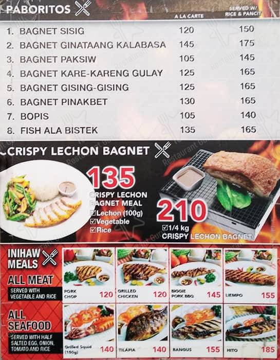 Menu at Inihaw Express restaurant, Quezon City, SM North EDSA Building