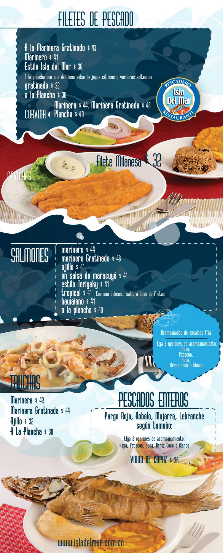 Carta del restaurante Isla del Mar San Andresito, Bogotá, Cl. 8a #36 76