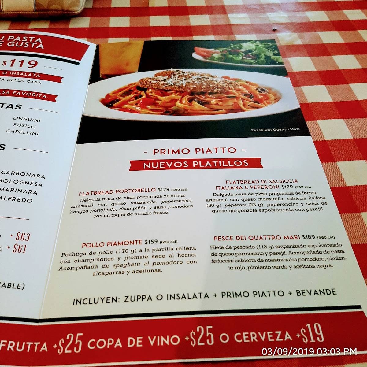 Carta del restaurante Italianni's Lomas Plaza, Ciudad del México, Blvd ...