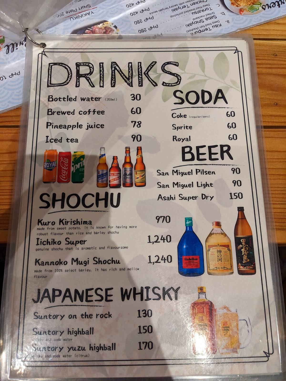 Menu at 居酒屋 田吾 Izakaya Tago Japanese Restaurant, Lipa