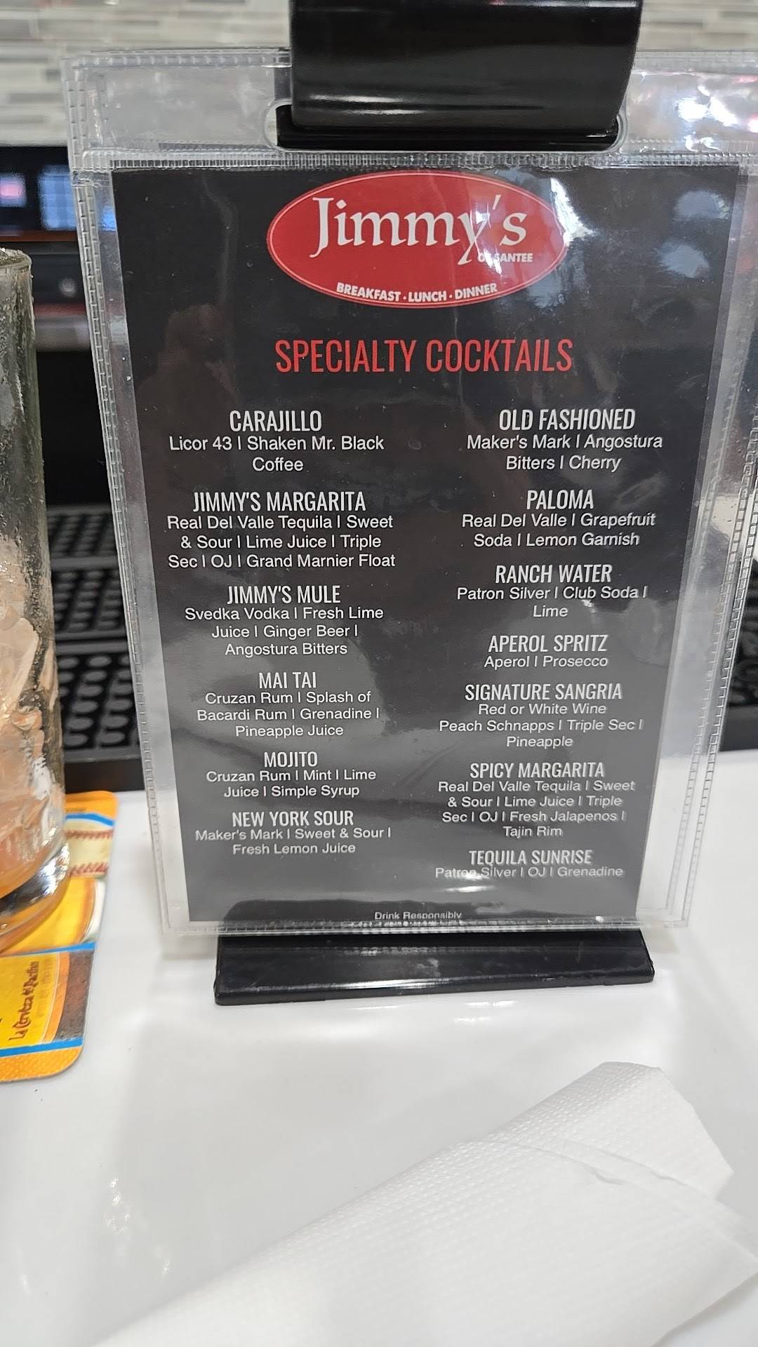 Menu at Jimmy's of Santee restaurant, Santee, Mission Gorge Rd