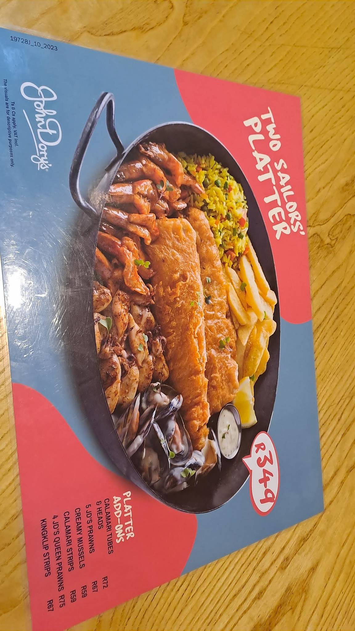 Menu at John Dory's East Rand Mall restaurant, Boksburg, Shop 94