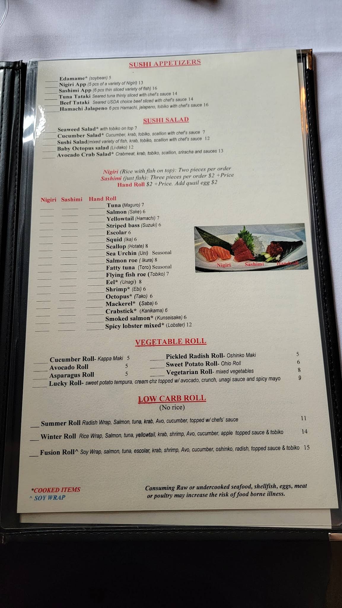 Menu at Kaizen Sushi Bar & Grill, Sturbridge