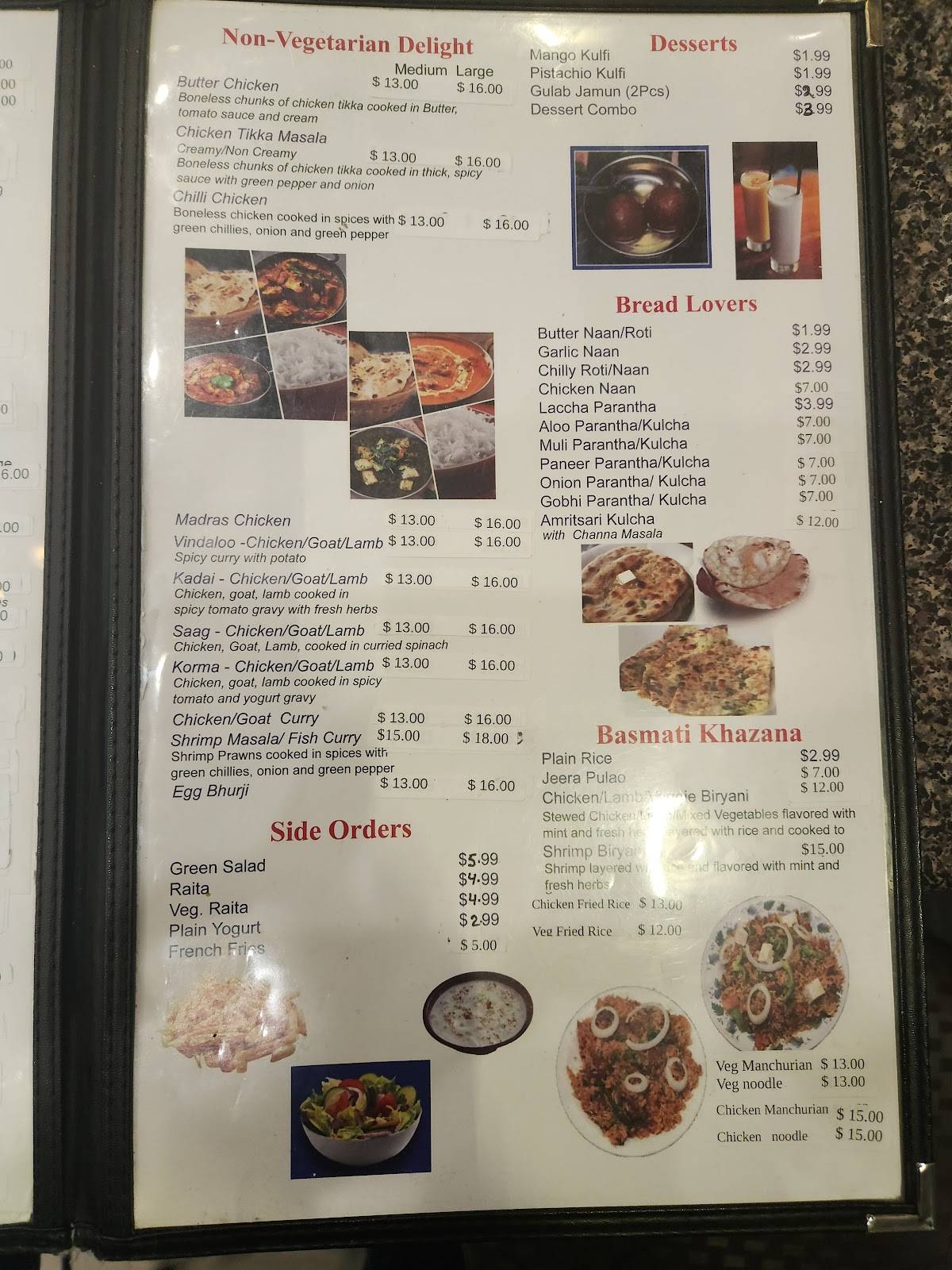 Menu at King Tandoori Shoppers World restaurant, Brampton