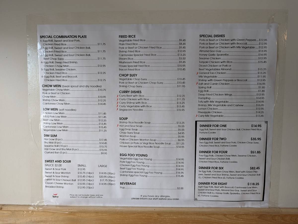 Menu at Kingsway Restaurant, Temiskaming Shores