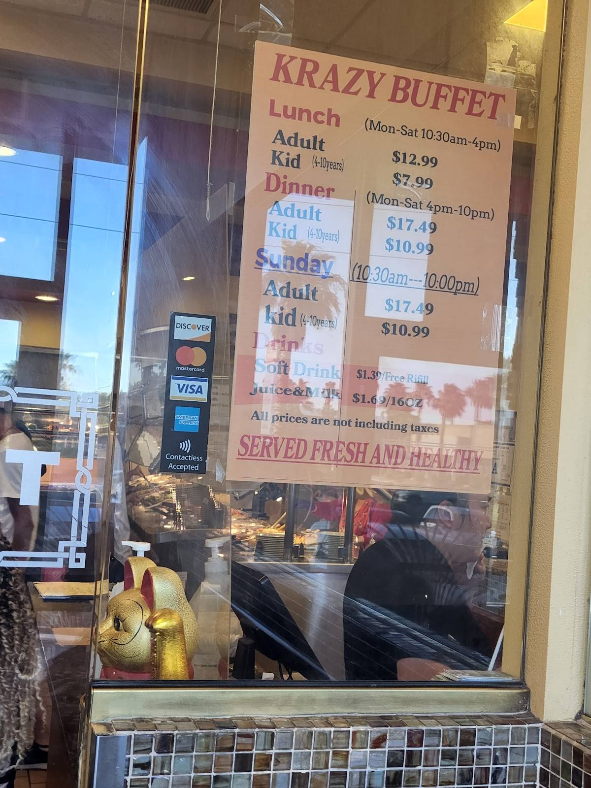 Menu at Krazy Buffet restaurant, Las Vegas, W Sahara Ave