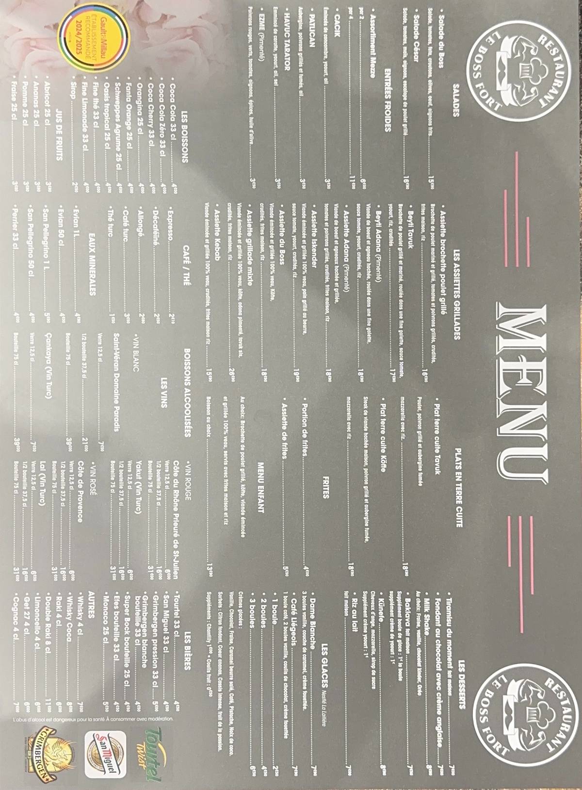 Menu au LE BOSS FORT restaurant, Mâcon