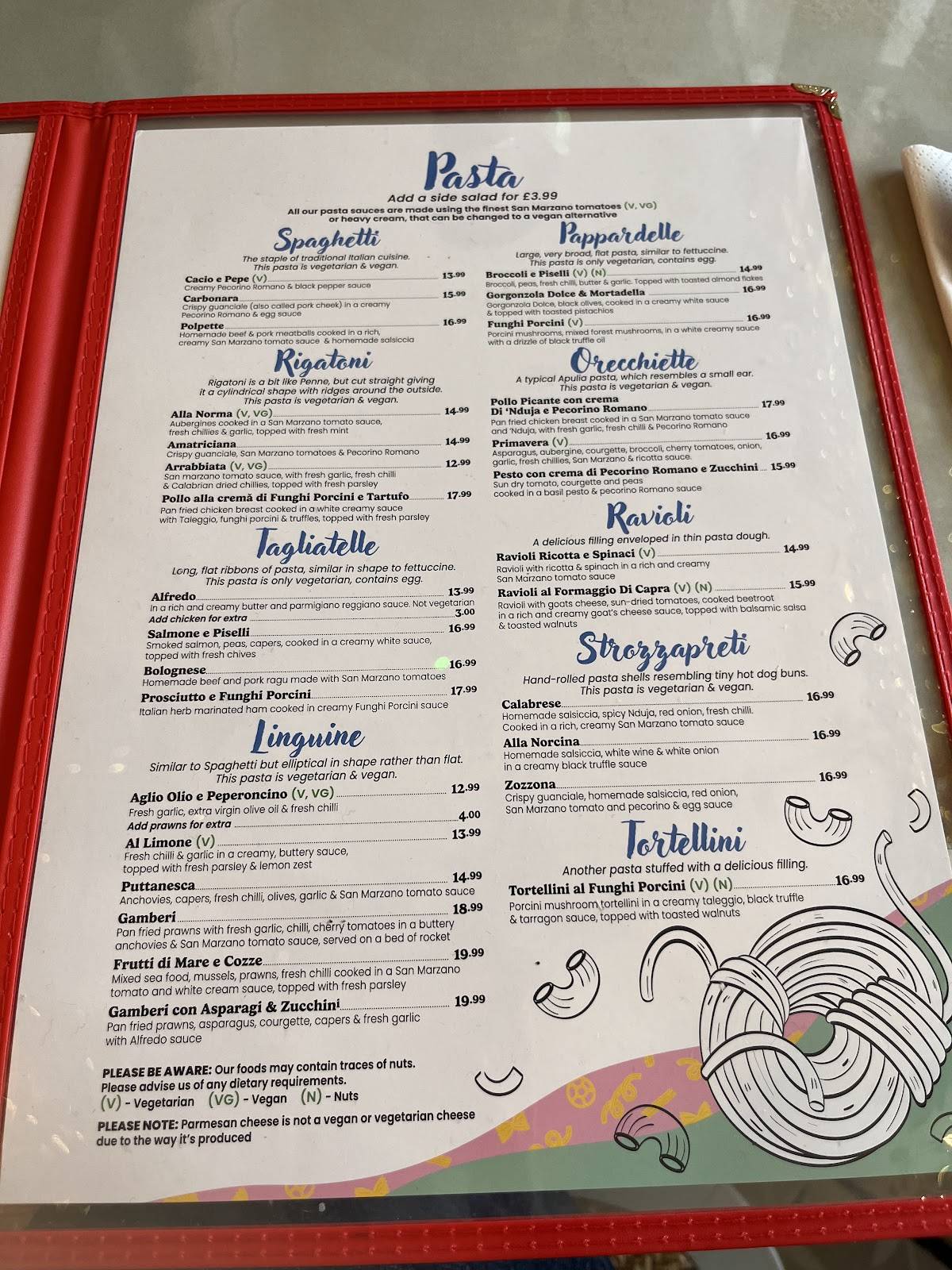 Menu at La Bottega restaurant, Royal Leamington Spa