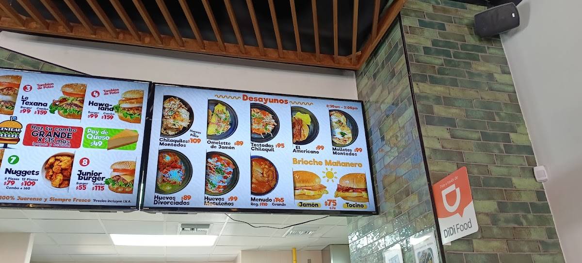 Menu at La Central Burger restaurant, Ciudad Juarez