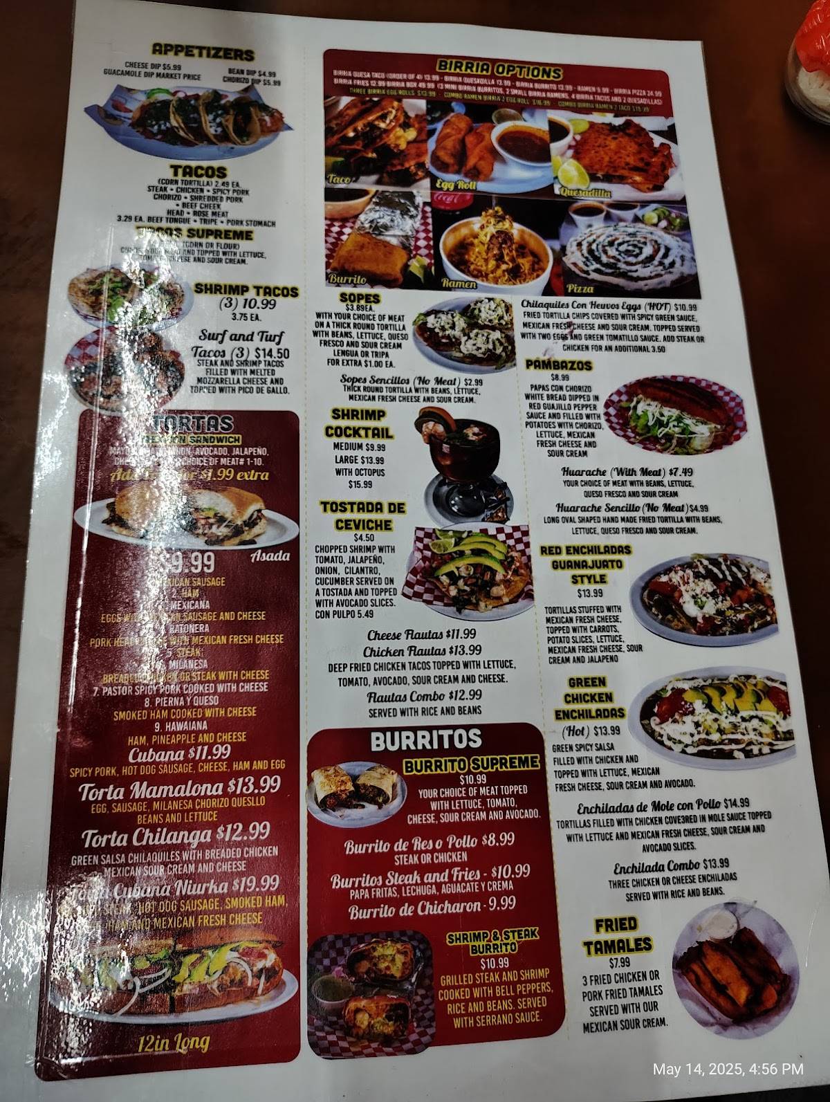 Menu at La Colonial Supermercado y Taqueria restaurant, Huntsville