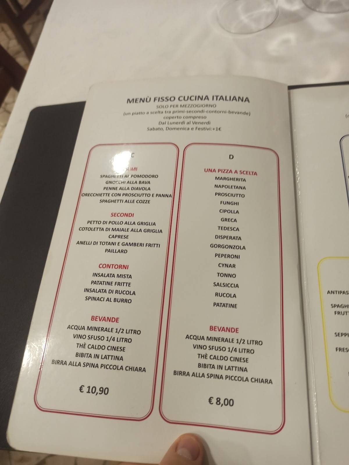 Menu da La Frasca ristorante, Torino