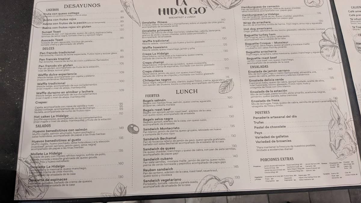 Menu at La Hidalgo Breakfast & Lunch restaurant, Chapala, Hidalgo 212