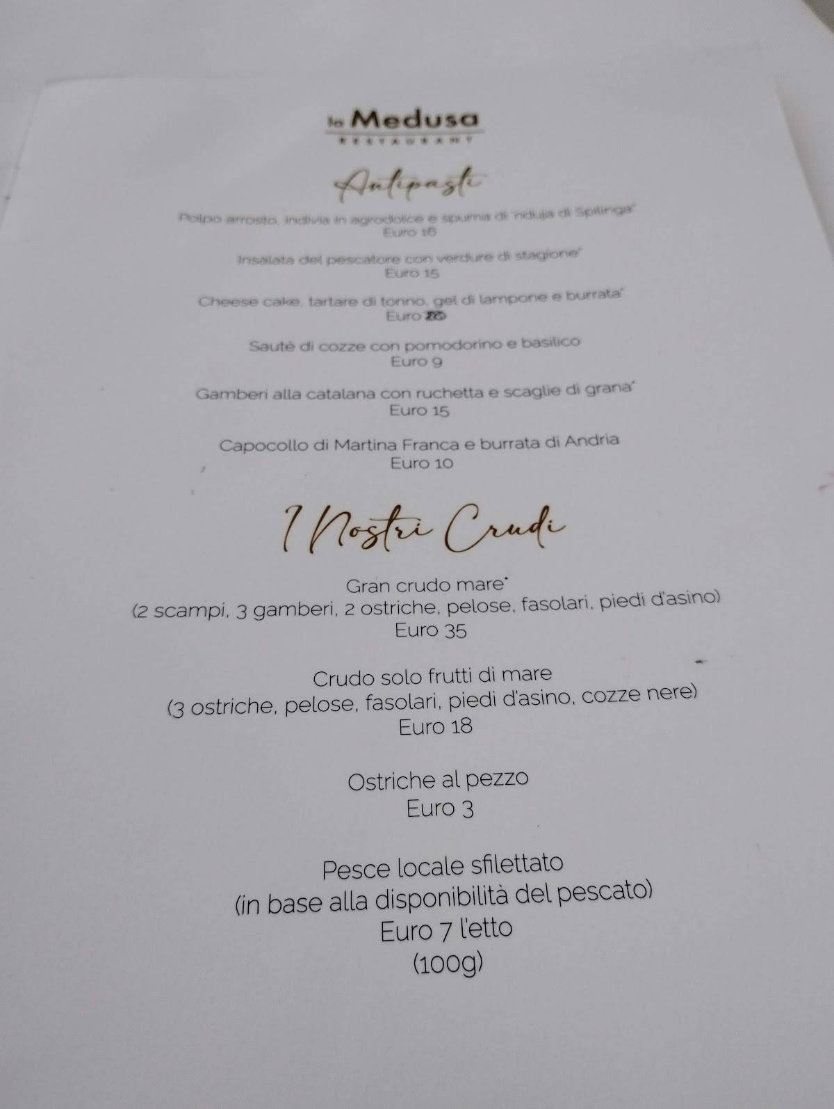 Menu da Ristorante La Medusa, Porto Cesareo