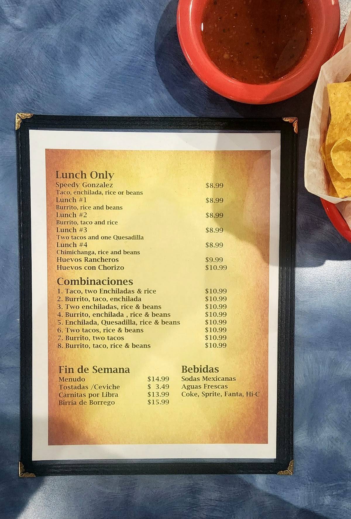 Menu at La Salsa restaurant, Savannah, 147 Main St