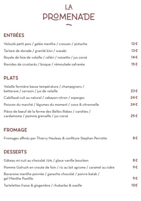 Menu au La promenade Beaupréau restaurant, Beaupréau-en-Mauges