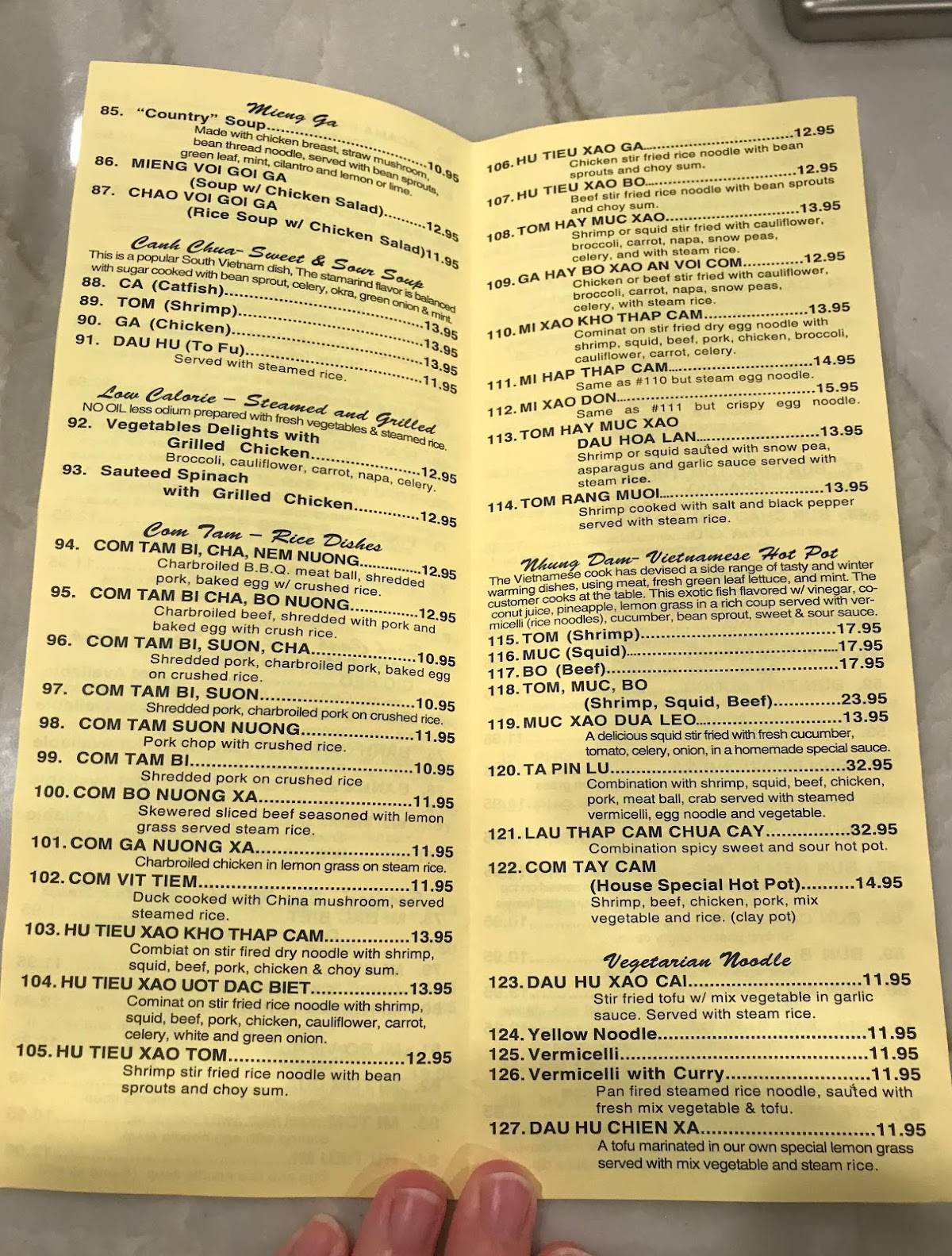 Menu at Lang Van restaurant, Charlotte