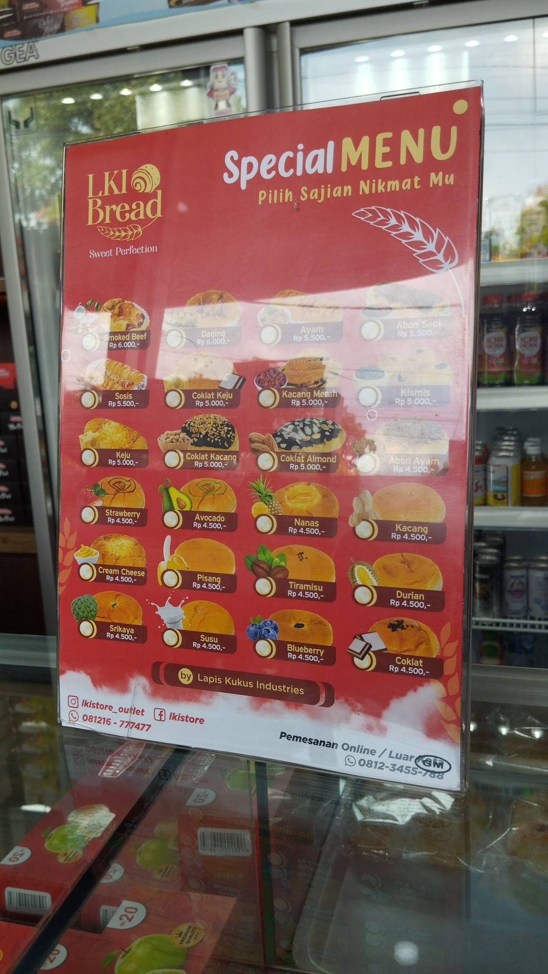 Menu at Lapis Kukus Industries, Indonesia