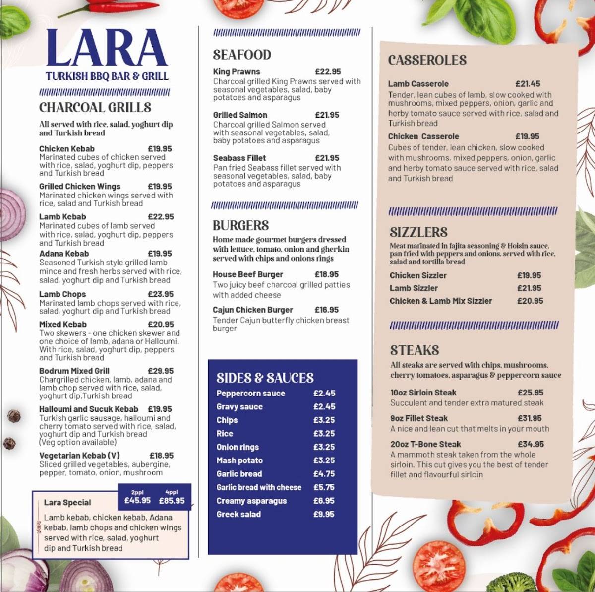 Menu at Lara Turkish BBQ Bar & Grill, Northwich