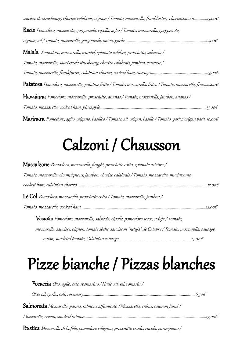 Menu au Restaurant Le Capitaine, Montgenèvre
